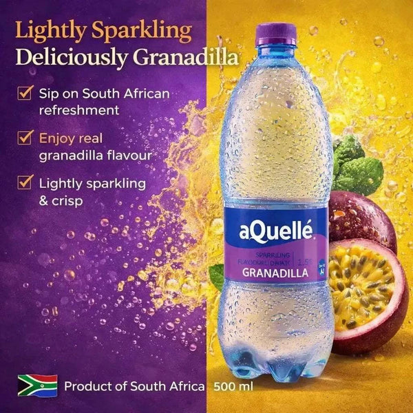 aQuellé Flavoured Sparkling Water - Granadilla 500ml | Refreshing South ...